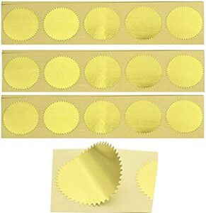 mdlg 500 pack embossing stickers blank metallic gold certificate seals embossed foil stickers scallop edge stickers embosser stamp sealing blank certificate round self-adhesive stickers notary seals(gold) (500)