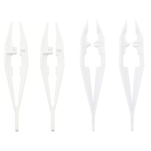 bead tweezers zyamy 4pcs white bead tweezers beading projects for handmade diy crafts (2 styles), plastic clip for fuse beads