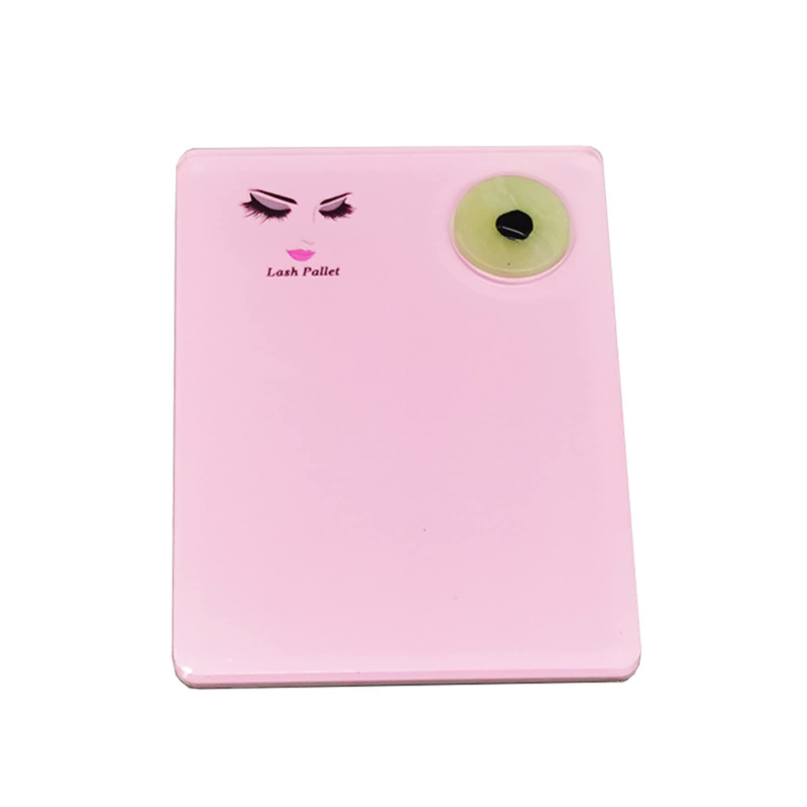 Sisiter 2-in-1 Acrylic Eyelash Extension Pallet + Round Jade Stone Set Eyelash Grafting Tool Pad Lash Tray Gasket (Pink)