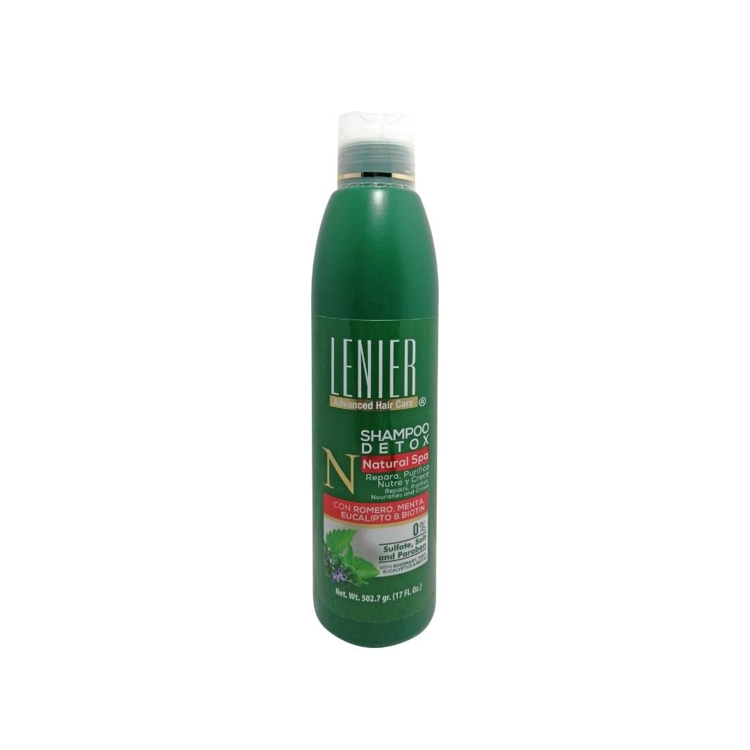 Lenier Detox Shampoo w/ Rosemary, Mint, Eucalyptus & Biotin 17 oz, Green