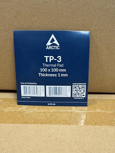 ARCTIC TP-3: Premium Performance Thermal Pad, 100 x 100 x 1.0 mm (Stackable to 2.0 mm Without Performance Loss), 1 Piece - High Performance, Particularly Soft, Ideal Gap Filler, Bridging Gaps