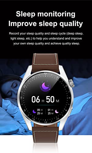 NW HANDA HK3 Pro Smart Watch for Men Women, Fitness Tracker Smartwatch with Heart Rate Blood Pressure Sleep Monitor Pedometer Bluetooth Call IP68 Waterproof Activity Tracker (Black+Brown)