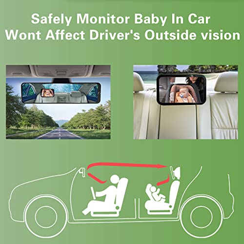 Moyu Home Baby Car Mirror,Safety Back Car Seat Mirror for Rear Facing Infant Child with Wide Crystal Clear View,Shatterproof, Crash Tested and Certified