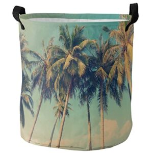 eyhlkm tropical palm trees pattern laundry basket toy storage basket foldable hamper laundry baskets for organizing (color : a, size : 42x44cm)