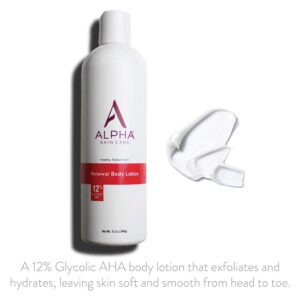 Alpha Skin Care Anti-Aging Moisturizing Body Wash with Glycolic Alpha Hydroxy Acid (12 oz) + Renewal Body Lotion with 12% Glycolic Alpha Hydroxy Acid (12 oz) Bundle