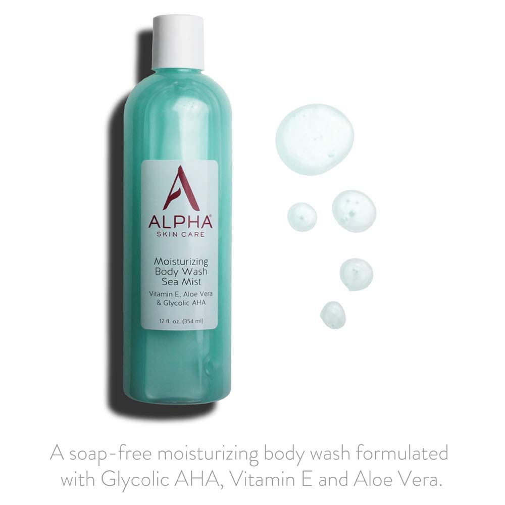 Alpha Skin Care Anti-Aging Moisturizing Body Wash with Glycolic Alpha Hydroxy Acid (12 oz) + Renewal Body Lotion with 12% Glycolic Alpha Hydroxy Acid (12 oz) Bundle