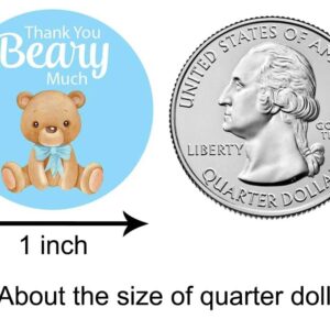 Thank You Stickers Teddy Bear Baby Shower Boy Favor Labels Set of 189 (1 Inch Round)