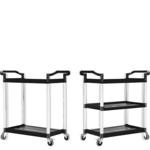 plastic utility bussing cart with wheels | custom sizes, colors and shelves quantity | choose between available sizes: 32" l x 16" w x 38''h | 42" l x 20" w x 38''h