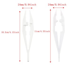 Bead Tweezers ZYAMY 4pcs White Bead Tweezers Beading Projects for Handmade DIY Crafts (2 Styles), Plastic Clip For Fuse Beads