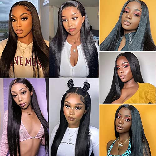 Eileen 13x4 HD Lace Front Wigs Human Hair Straight 24 Inch 180 Density Glueless Wigs Human Hair Straight Lace Frontal Wigs Human Hair Closure Wig Human Hair for Women Natural Black