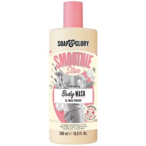 soap & glory smoothie star moisturizing shower gel - hydrating & revitalizing honey milk body wash - almond scented gentle body wash & shower soap (500ml)