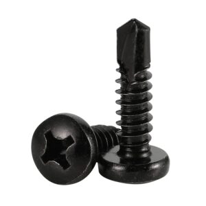 #6 x 3/4" Pan Head Self Tapping Screws Sheet Metal Screws, 410 Stainless Steel Black, 100 PCS