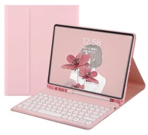 qiyibocase galaxy tab s6 lite 2024/2022/2020 keyboard case with s pen holder, magnetic detachable round keys keyboard case for s6 lite (sm-p620/p625/p613/p619/p615/p610) (pink)