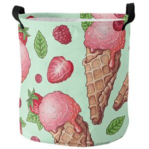 eyhlkm summer ice cream strawberry laundry basket toy storage basket foldable hamper laundry for dirty clothing baskets (color : a, size : 42x44cm)