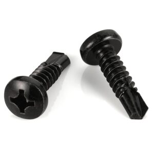 #6 x 1/2" Pan Head Self Tapping Screws Sheet Metal Screws, 410 Stainless Steel Black, 100 PCS