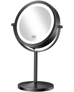 gospire lighted makeup mirror, 1x/10x magnifying led vanity mirror, 7" standing cosmetic mirror battery operated cordless portable shaving mirror for bathroom bedroom