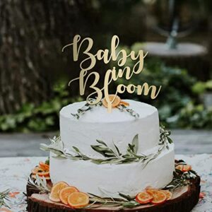 utf4c baby in bloom baby shower cake topper quote mirror gold acrylic cake decor rustic gift for birthday gender reveal special event party cake decoration favors