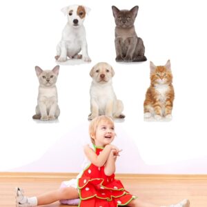 Animal Wall Stickers Dog Cat 3D Pet Stickers 2 Sheets Large Self Adhesive Removable Wall Decals for Kids Baby Living Room Bedroom Nursery House Art Murals DIY Decor