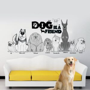 Animal Wall Stickers Dog Cat 3D Pet Stickers 2 Sheets Large Self Adhesive Removable Wall Decals for Kids Baby Living Room Bedroom Nursery House Art Murals DIY Decor