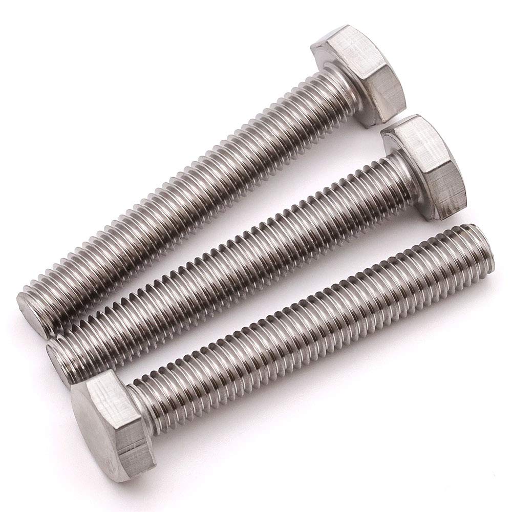 RoyceMart M10-1.5 x 60 mm (6 Pack) Stainless Steel 304 (18-8) Hex Head Screws, Hex Head Bolt, Heagon Head Bolt, Full Thread, Plain Finish, Standard DIN933