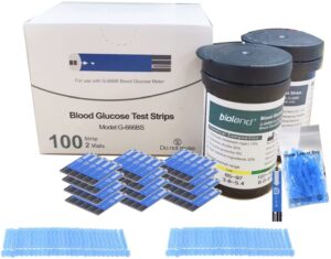 blood glucose test strips kit，100 test strips and 100 lancets for g-427b ， blood test strips