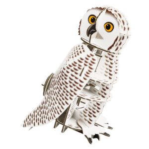 Build Your Own Moving Snowy Owl - Rotating Head Action - Eco Friendly Cardboard Craft Kit - Ages 8+