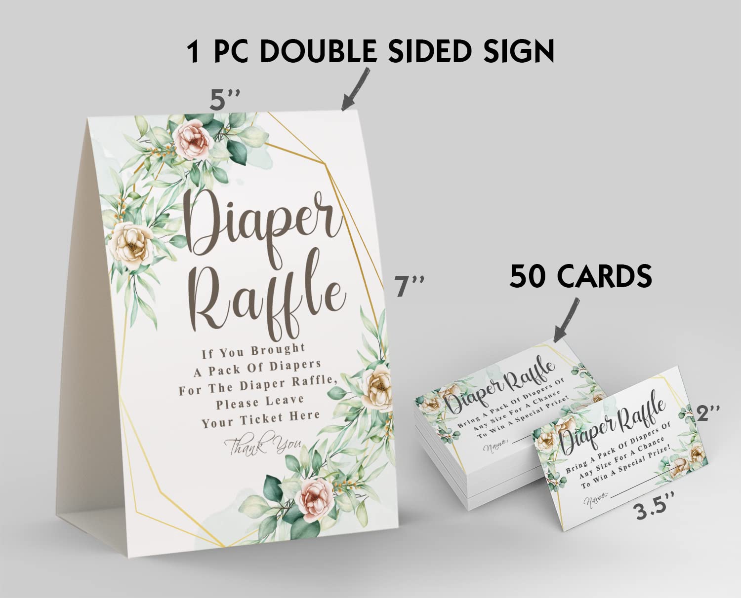 Diaper Raffle Tickets for Baby Shower Sign，Baby Shower Invitations with Diaper Raffle Cards - Baby gender neutral tickets(1 Sign with 50 Raffle Tickets) Toctose028