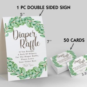 Diaper Raffle Tickets for Baby Shower Sign，Baby Shower Invitations with Diaper Raffle Cards - Baby gender neutral tickets(1 Sign with 50 Raffle Tickets) Toctose027