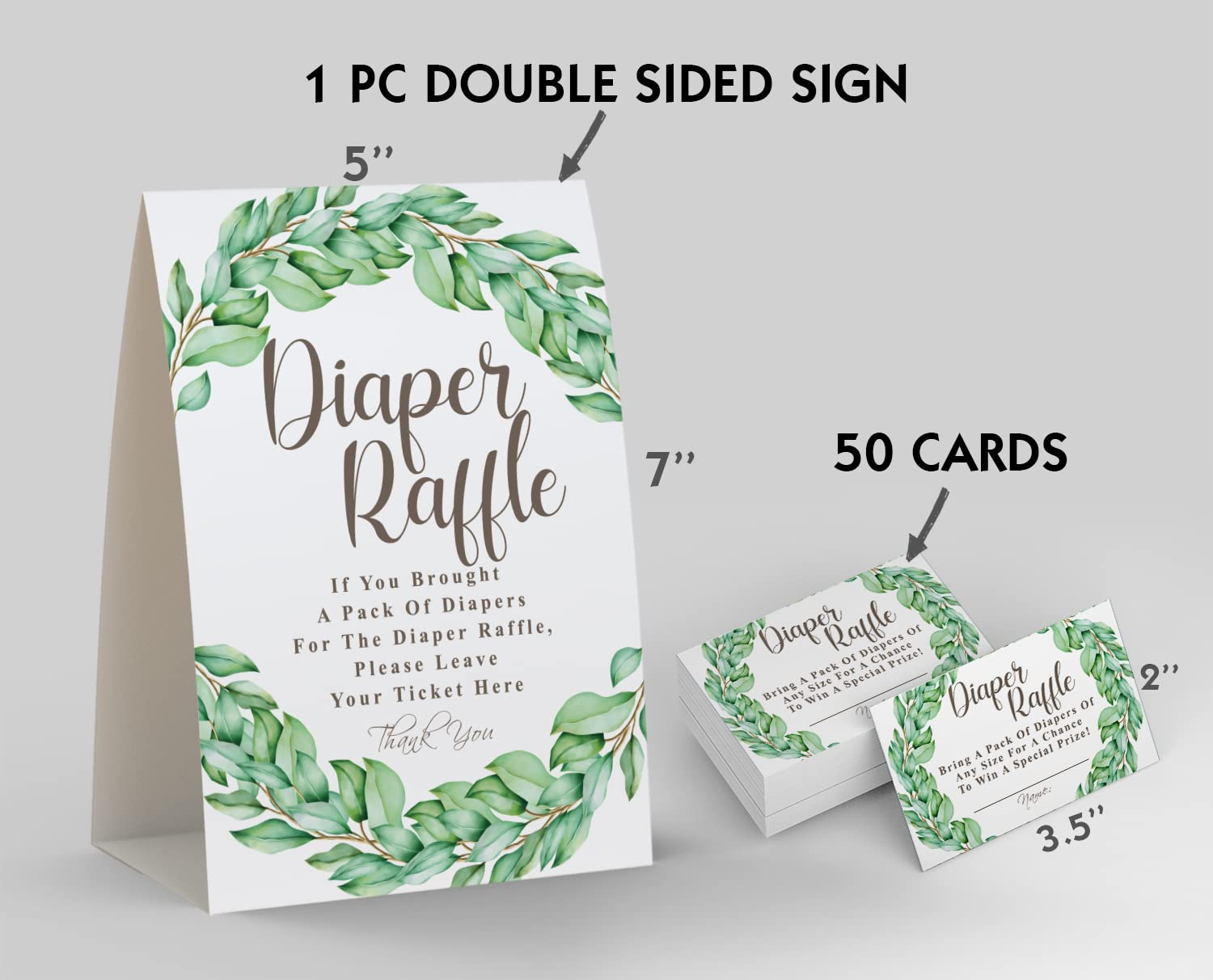 Diaper Raffle Tickets for Baby Shower Sign，Baby Shower Invitations with Diaper Raffle Cards - Baby gender neutral tickets(1 Sign with 50 Raffle Tickets) Toctose027