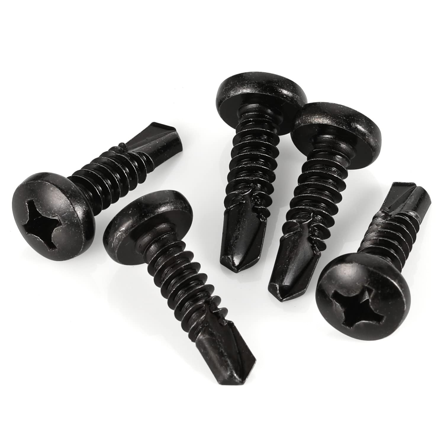 #6 x 3/4" Pan Head Self Tapping Screws Sheet Metal Screws, 410 Stainless Steel Black, 100 PCS