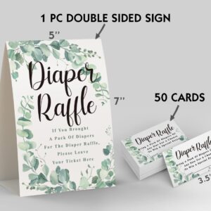 Diaper Raffle Tickets for Baby Shower Sign，Baby Shower Invitations with Diaper Raffle Cards - Baby gender neutral tickets(1 Sign with 50 Raffle Tickets) Toctose022