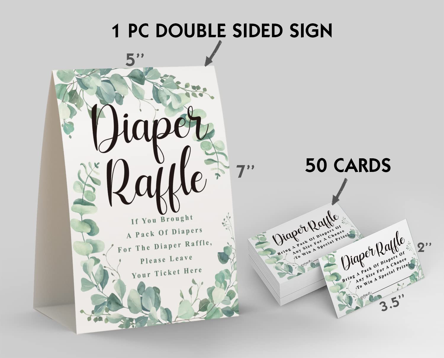 Diaper Raffle Tickets for Baby Shower Sign，Baby Shower Invitations with Diaper Raffle Cards - Baby gender neutral tickets(1 Sign with 50 Raffle Tickets) Toctose022