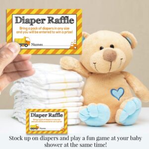 Amanda Creation Baby Under Construction Diaper Raffle Tickets for Baby Boy Showers, 20 2" X 3” Double Sided Insert Cards for Games, Bring a Pack of Diapers to Win Favors & Prizes!