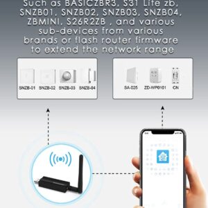 Wireless USB Dongle,Universal Zigbee Gateway Adapter with Antenna,for Home Assistant,Open HAB,etc,Zigbee 3.0 USB Dongle Plus