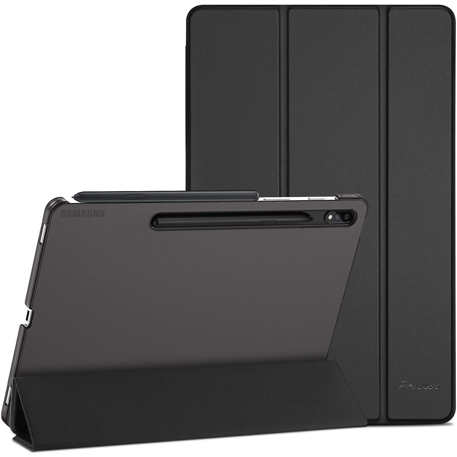 ProCase Cover for Galaxy Tab S8 / Tab S7 11 inch Case, Protective Slim Case Folio Hard Back Stand Smart Cover for 11" Galaxy Tab S8 2022 / Galaxy Tab S7 2020 SM-X700 X706 T870 T875 T878 –Black