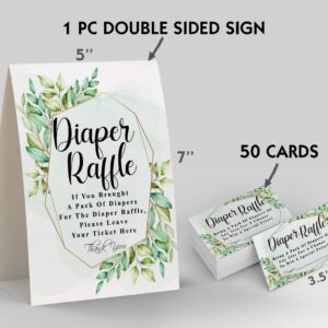 Diaper Raffle Tickets for Baby Shower Sign，Baby Shower Invitations with Diaper Raffle Cards - Baby gender neutral tickets(1 Sign with 50 Raffle Tickets)Toctose026