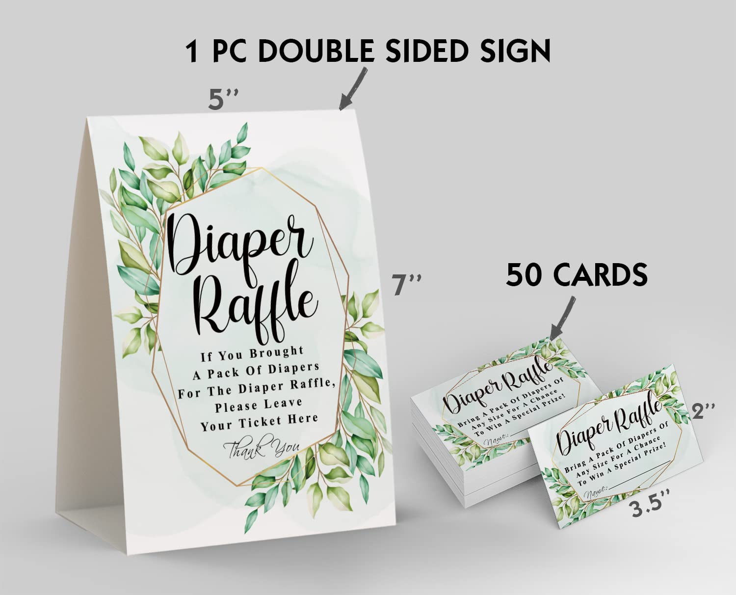 Diaper Raffle Tickets for Baby Shower Sign，Baby Shower Invitations with Diaper Raffle Cards - Baby gender neutral tickets(1 Sign with 50 Raffle Tickets)Toctose026