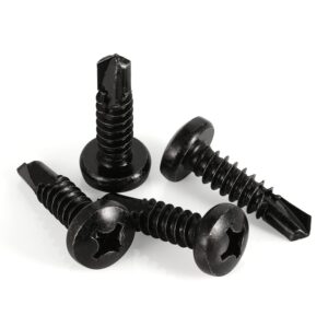 #6 x 3/4" pan head self tapping screws sheet metal screws, 410 stainless steel black, 100 pcs