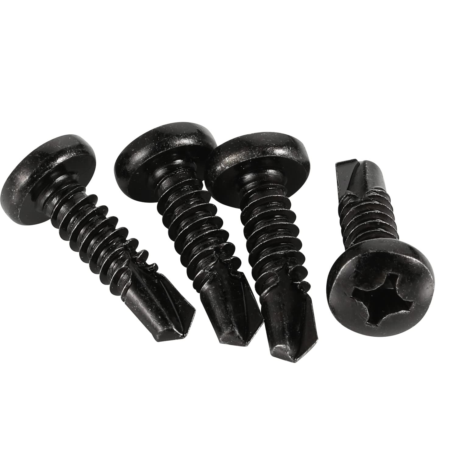 #6 x 3/4" Pan Head Self Tapping Screws Sheet Metal Screws, 410 Stainless Steel Black, 100 PCS