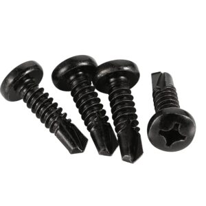 #6 x 1/2" Pan Head Self Tapping Screws Sheet Metal Screws, 410 Stainless Steel Black, 100 PCS