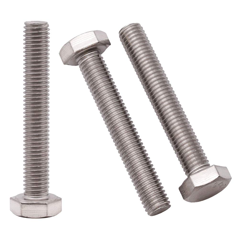 RoyceMart M10-1.5 x 60 mm (6 Pack) Stainless Steel 304 (18-8) Hex Head Screws, Hex Head Bolt, Heagon Head Bolt, Full Thread, Plain Finish, Standard DIN933