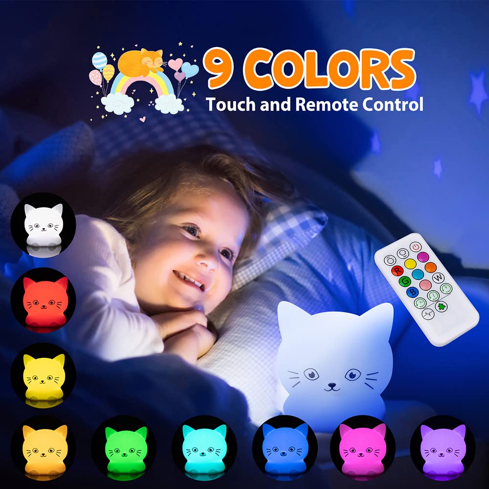 Mamtopia Night Light for Kids, Baby Night Light Touch Sensor and Remote Control Baby Lamp with 9 Adjustable Brightness and 9 Colors Mode for Toddler Children Gift