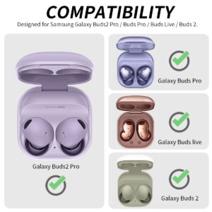 Armor Cover Case for Samsung Galaxy Buds Pro Case / Galaxy Buds Live Case / Galaxy Buds 2 Case [with Security Lock], Silicone+Hard PC Shockproof Case with Keychain/Straps/Ring/Cleaning Brush(Purple)