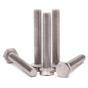 roycemart m10-1.5 x 60 mm (6 pack) stainless steel 304 (18-8) hex head screws, hex head bolt, heagon head bolt, full thread, plain finish, standard din933