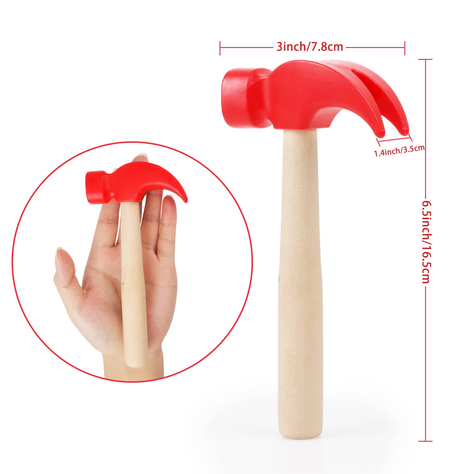 Fowecelt Wooden Hammer Toys Simulation Hammers Maintenance Tools Educational Toys for Kids Birthday Party Games Supplies