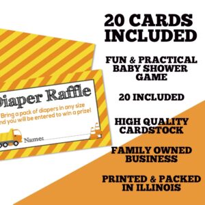 Amanda Creation Baby Under Construction Diaper Raffle Tickets for Baby Boy Showers, 20 2" X 3” Double Sided Insert Cards for Games, Bring a Pack of Diapers to Win Favors & Prizes!