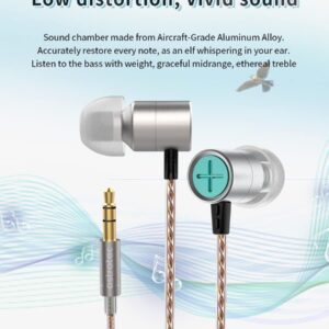 Kinboofi Astrotec Vesna in Ear Monitor Earphone,LCP Diaphragm Earbuds Earphones with Physical Noise Cancellation in Ear Headphone, for Entry-Level Audiophine IEMS (with Mic, Silver)