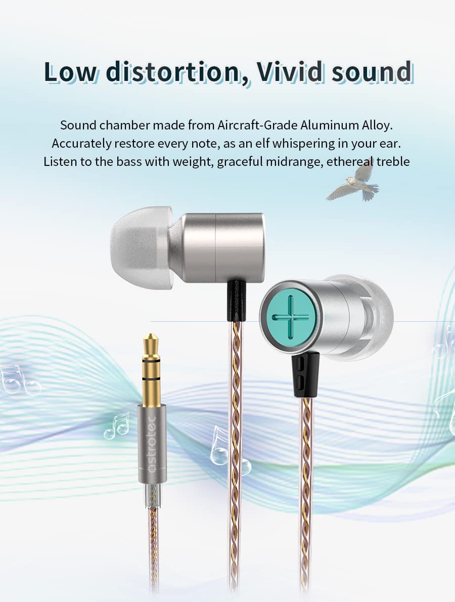 Kinboofi Astrotec Vesna in Ear Monitor Earphone,LCP Diaphragm Earbuds Earphones with Physical Noise Cancellation in Ear Headphone, for Entry-Level Audiophine IEMS (with Mic, Silver)