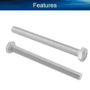 Bettomshin 4Pcs M8 x 90mm Hex Bolts, 304 Stainless Steel 1.25mm Thread Pitch Fully Threaded Metric Hex Head Screw Bolts, Hexagon Screw Bolt, Hex Tap Bolts, Silver, A2-70 (Overall Size 95.3x13x13mm)