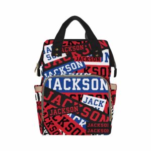 custom diaper bag, red black blue name personalized diaper backpack mummy nursing baby bags shoulders bag casual daypack travel bag for mom mother's day